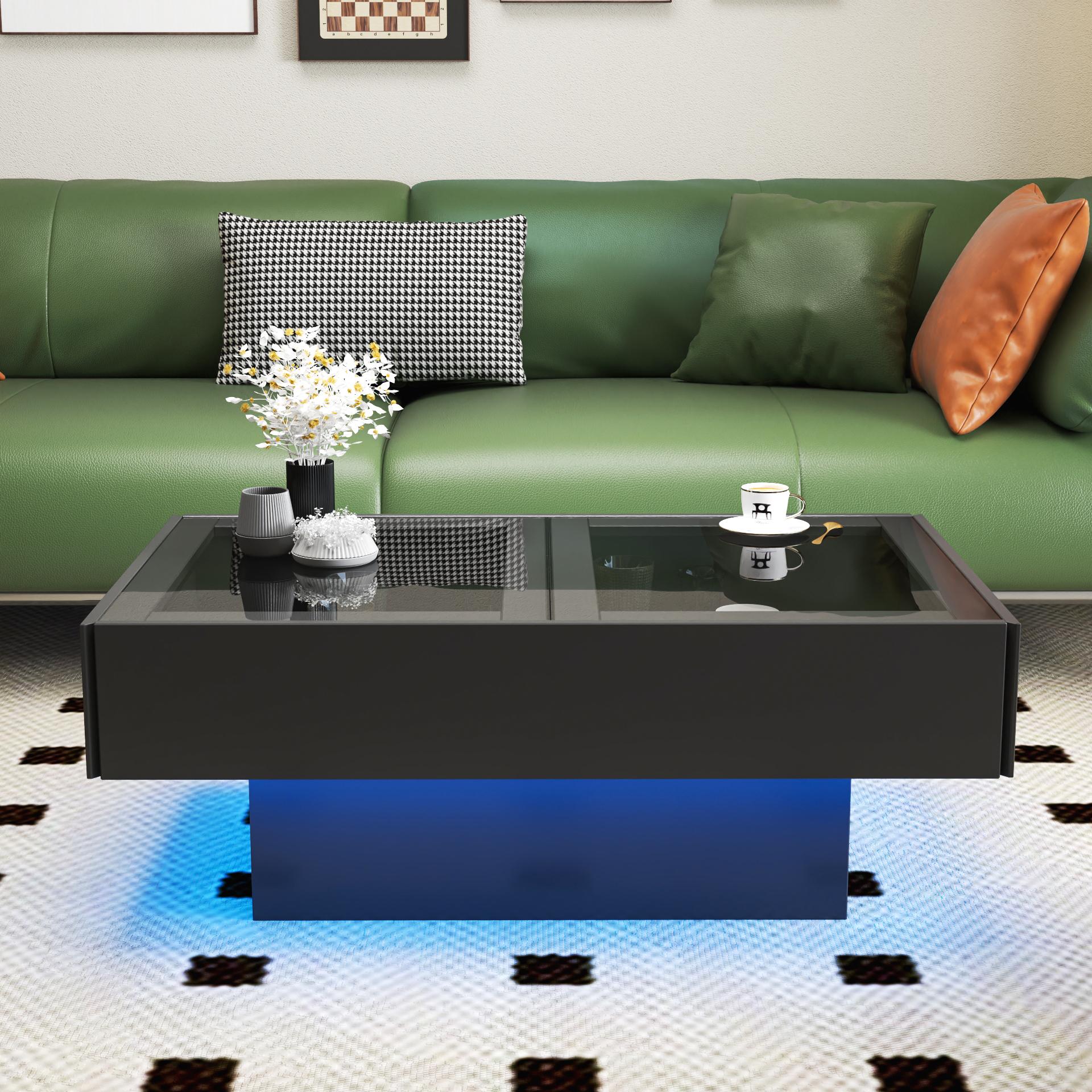 Coffee Table with Sliding Tabletop, Center Table with Hidden Storage ...