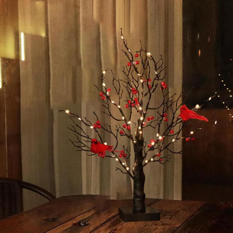 Fresh Berry Tree Table Decor Light, Christmas Centerpiece Ornament ...