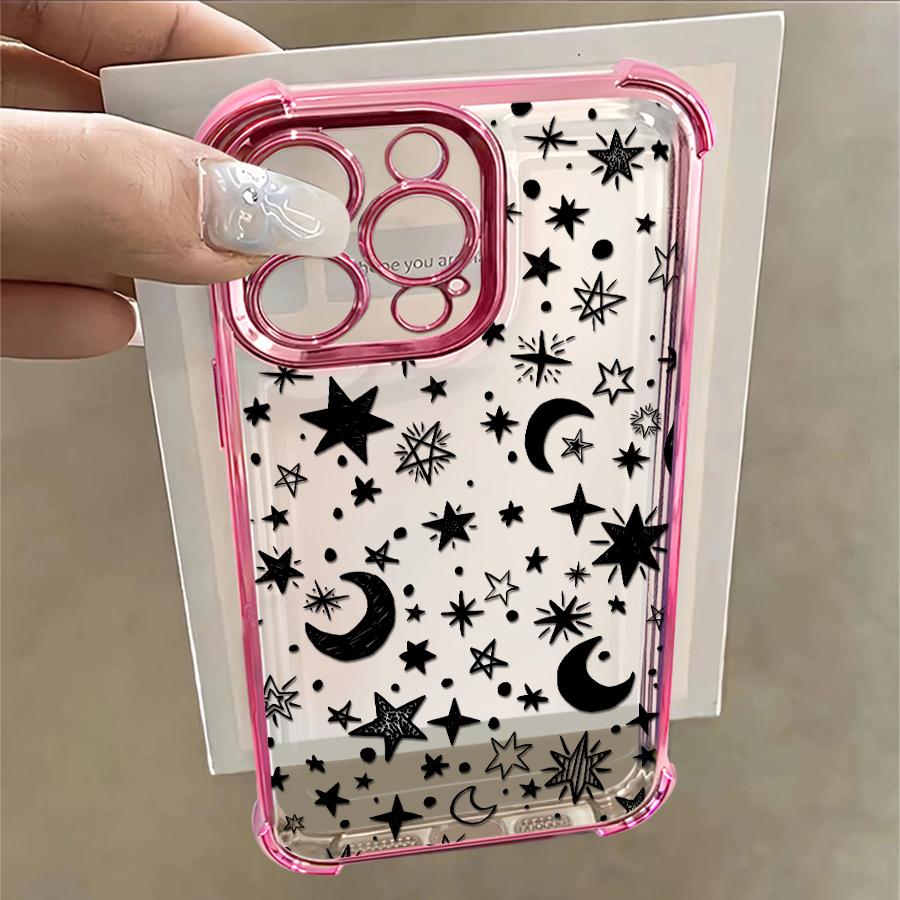 Phone Case: 1pc Moon and Star Pattern Phone Case Compatible with Apple ...