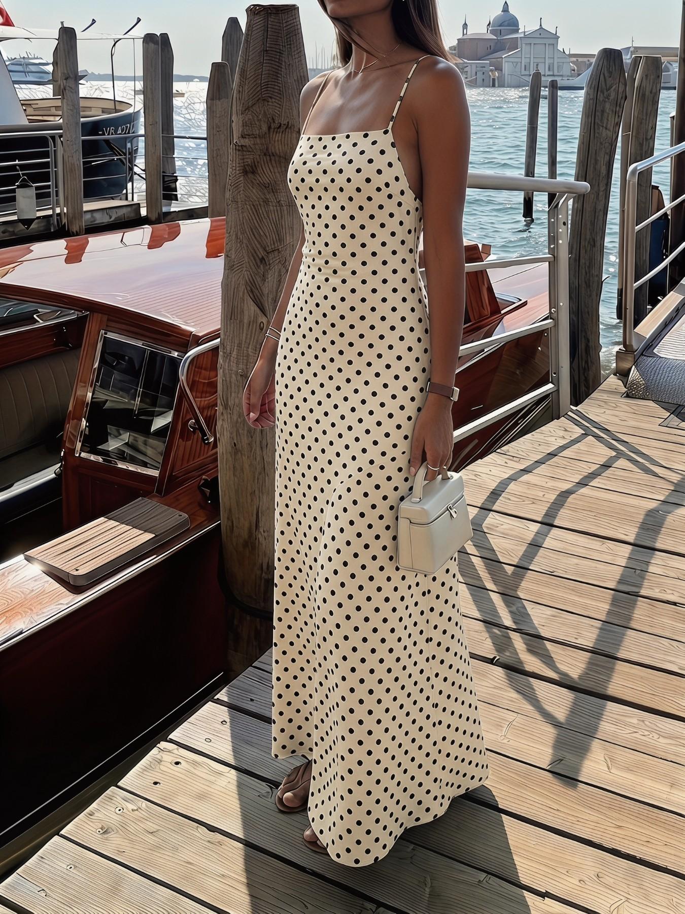 Women's Plain Casual Thin Strap Backless Dress, Floral Print Loose ...