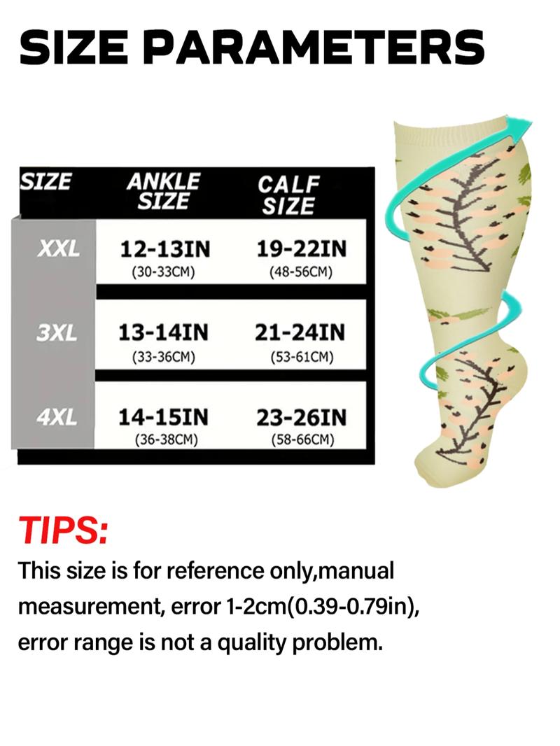 Unisex Plus Size Compression Socks 4-Pack, 20-30 Mmhg Knee-High, Ideal ...