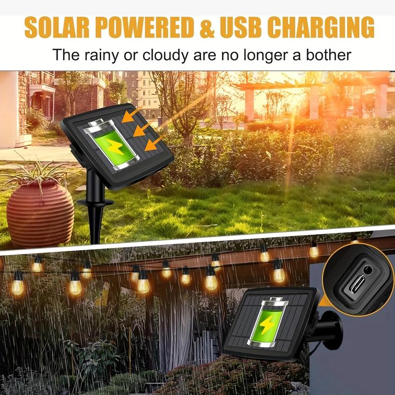 DAYBETTER Outdoor Solar String Lights, With S14 Anti-Shattered Bulb ...