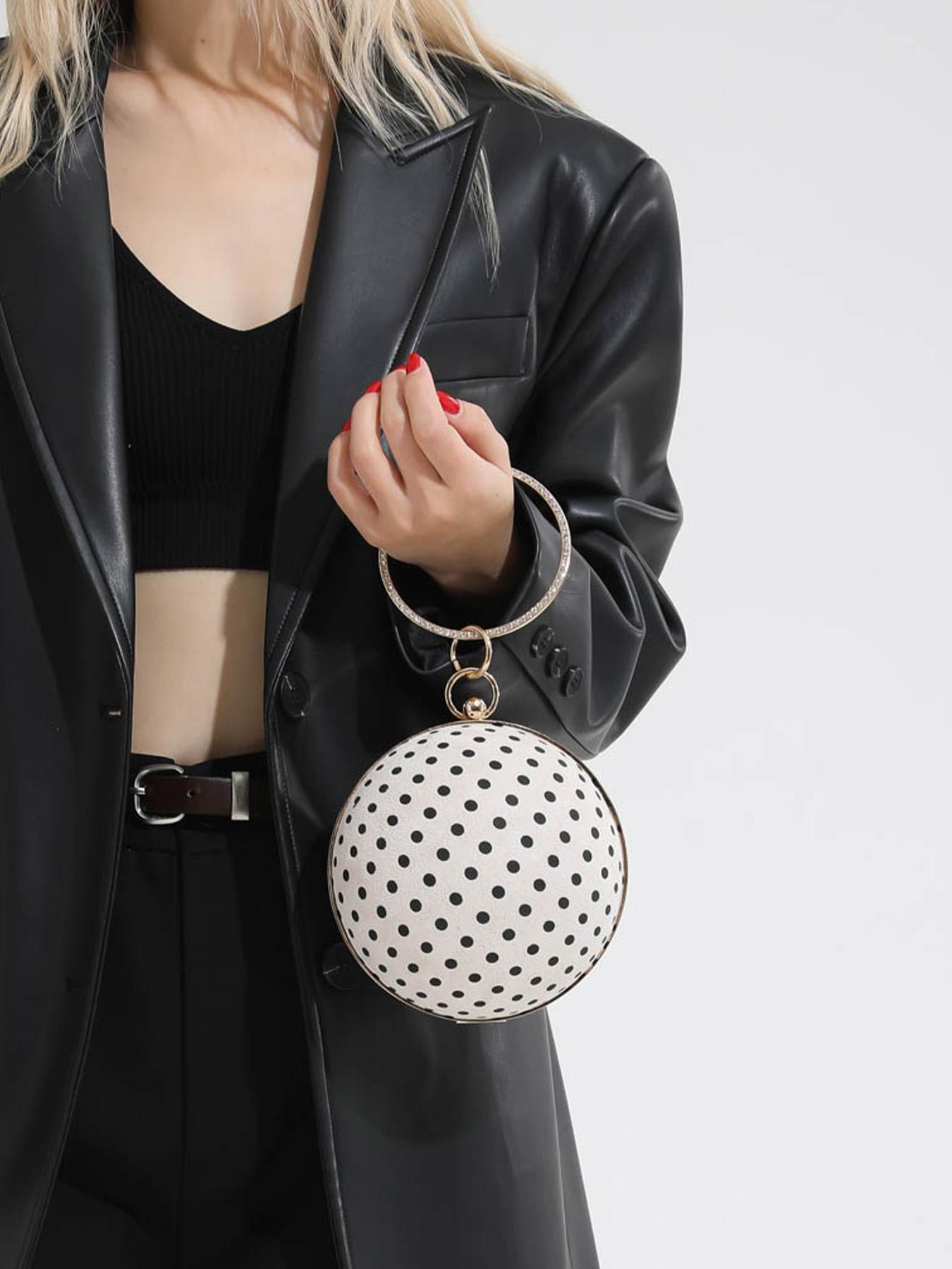 1pc Fall's New Must-Have Polka Dot Suede Print Evening Clutch Diamond ...