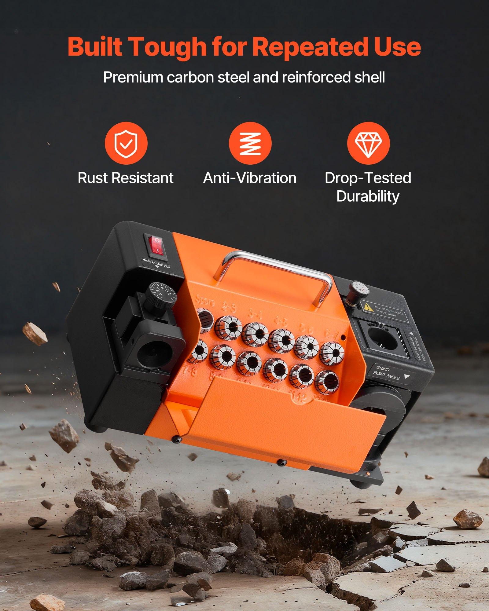 VEVOR Drill Bits Sharpener MR-13B+, 3-15mm Drill Bit Grinder Sharpener ...
