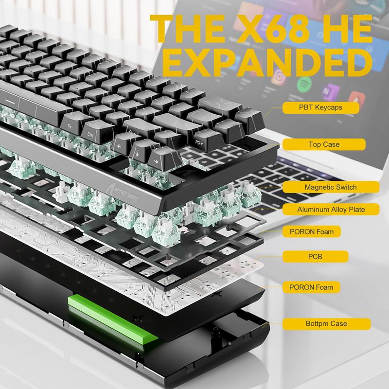 Attack Shark X68 HE Wired Gaming Keyboard, 8000Hz Rapid Trigger ...