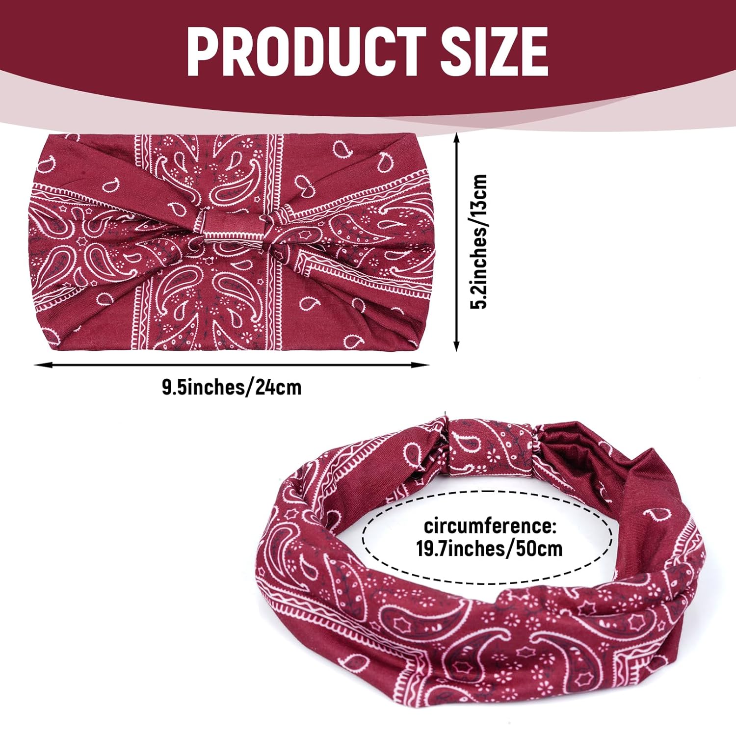 6 Pack Wide Headbands for Women Knotted Bands Elastic Hair Wraps for ...
