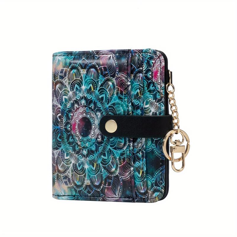 Mandala flower pattern RFID women's wallet, ultra-thin and small credit ...