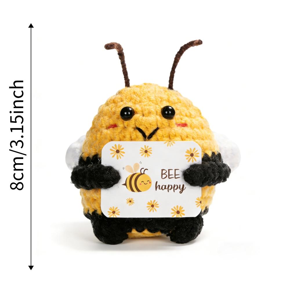 Positive Crochet Bee Happy - Handmade Amigurumi Happy Bee, Cute ...