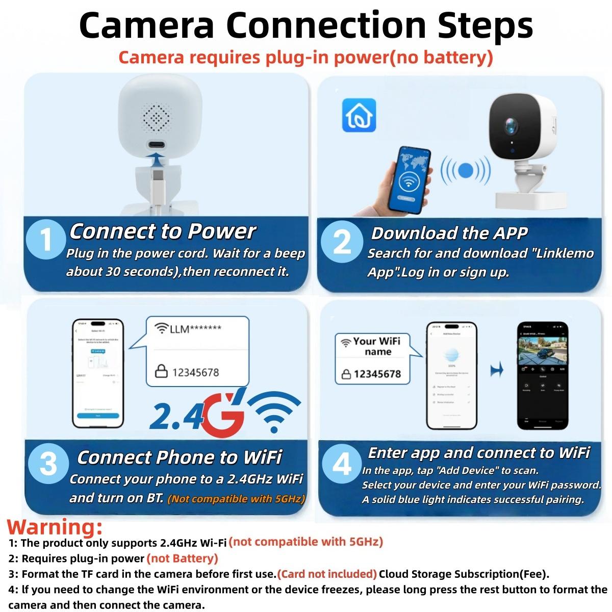 2.4GHz WiFi Smart Window/Wall Camera,24/7 Monitoring Indoor Outdoor ...