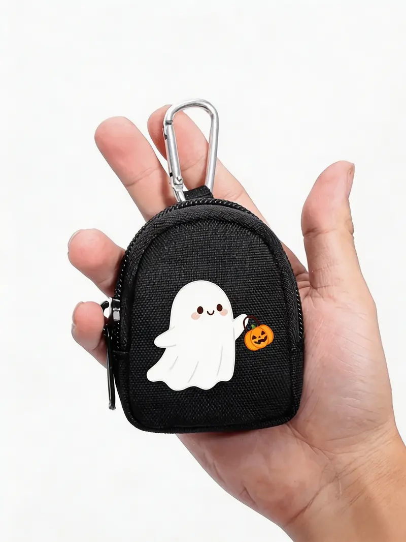 Halloween Cute Ghost Mini Backpack Bag Charm, Pumpkin Print Small ...