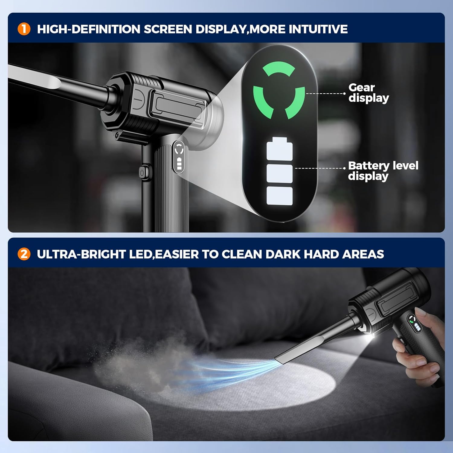 Duster: 130000RPM Electric Air Duster with LED Light Mini Air Blower ...