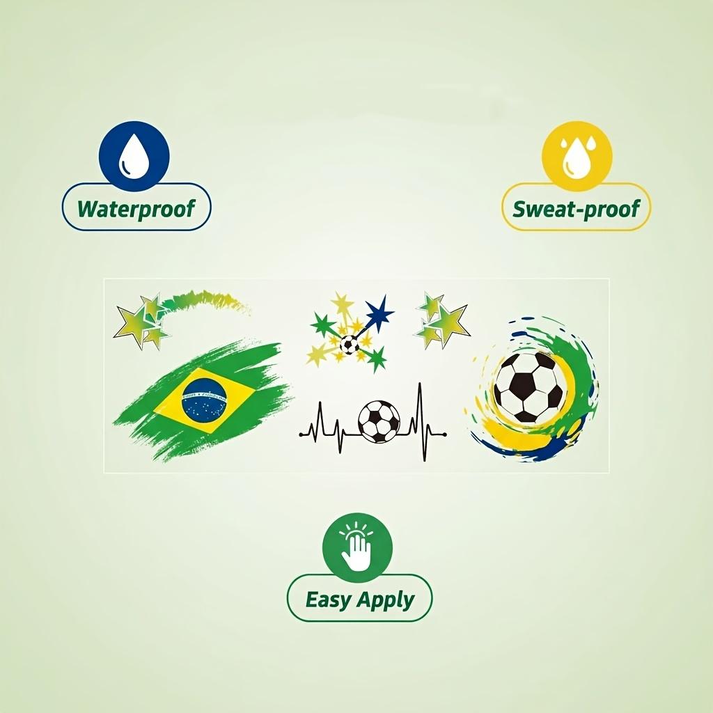 5pcs Brazil Flag Face Stickers, Temporary Tattoo Stickers for Sports ...