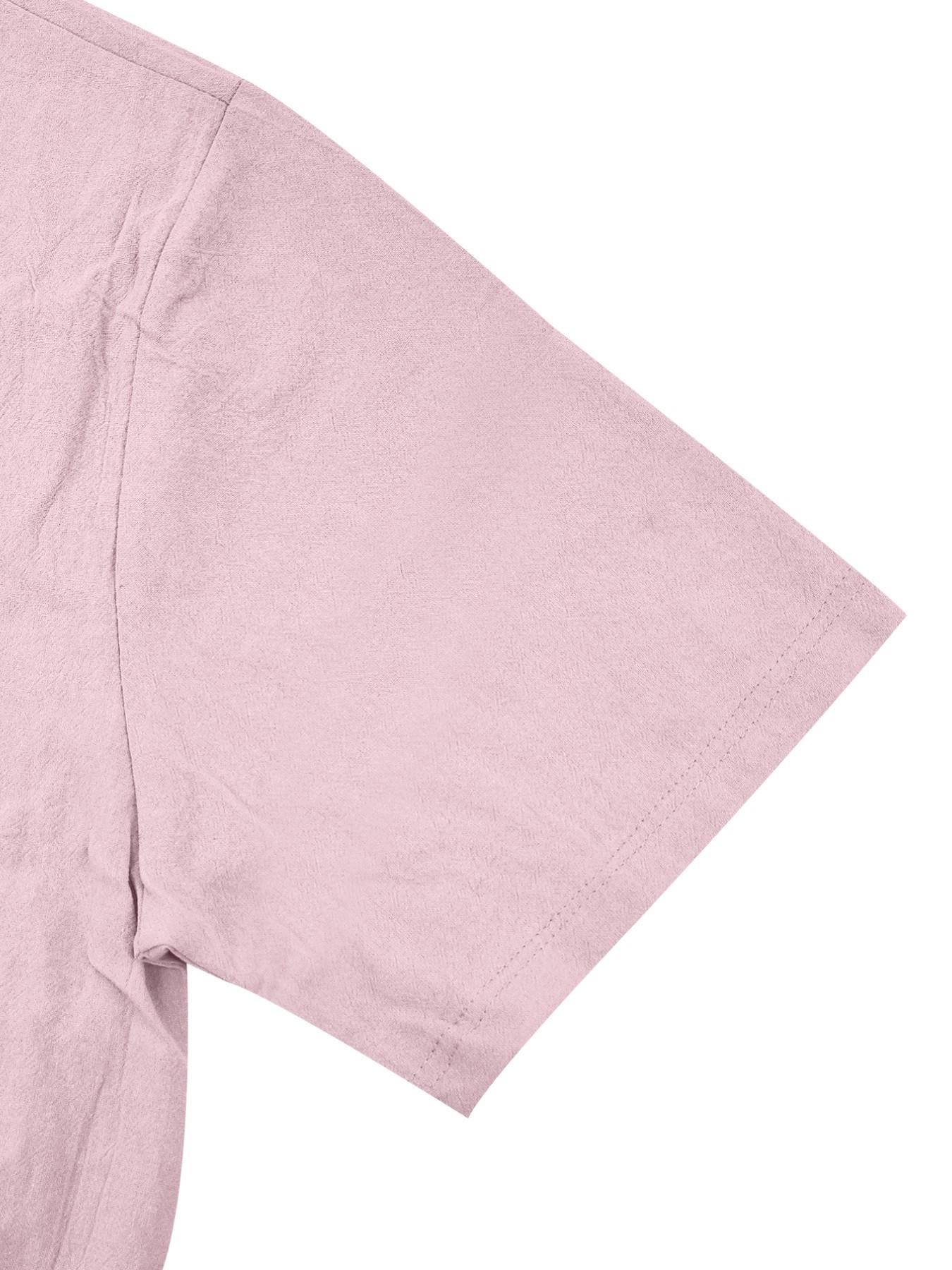 Men's Summer Linen Stand Collar Short Sleeve Shirt, Regular Fit ...