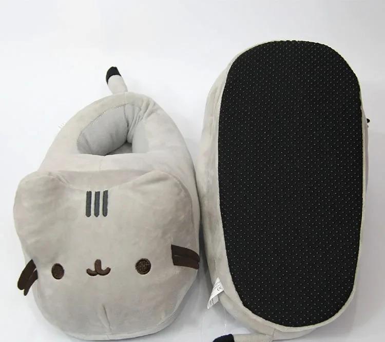 Cartoon Full Covered Cat Slippers Warm Winter Slides Soft Plush Doll ...
