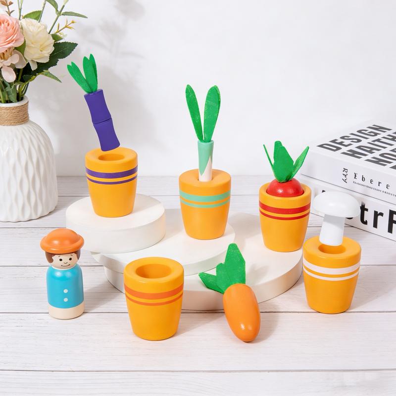 Wooden Flower Pot Matching Game Set, Interactive Planting Simulation ...