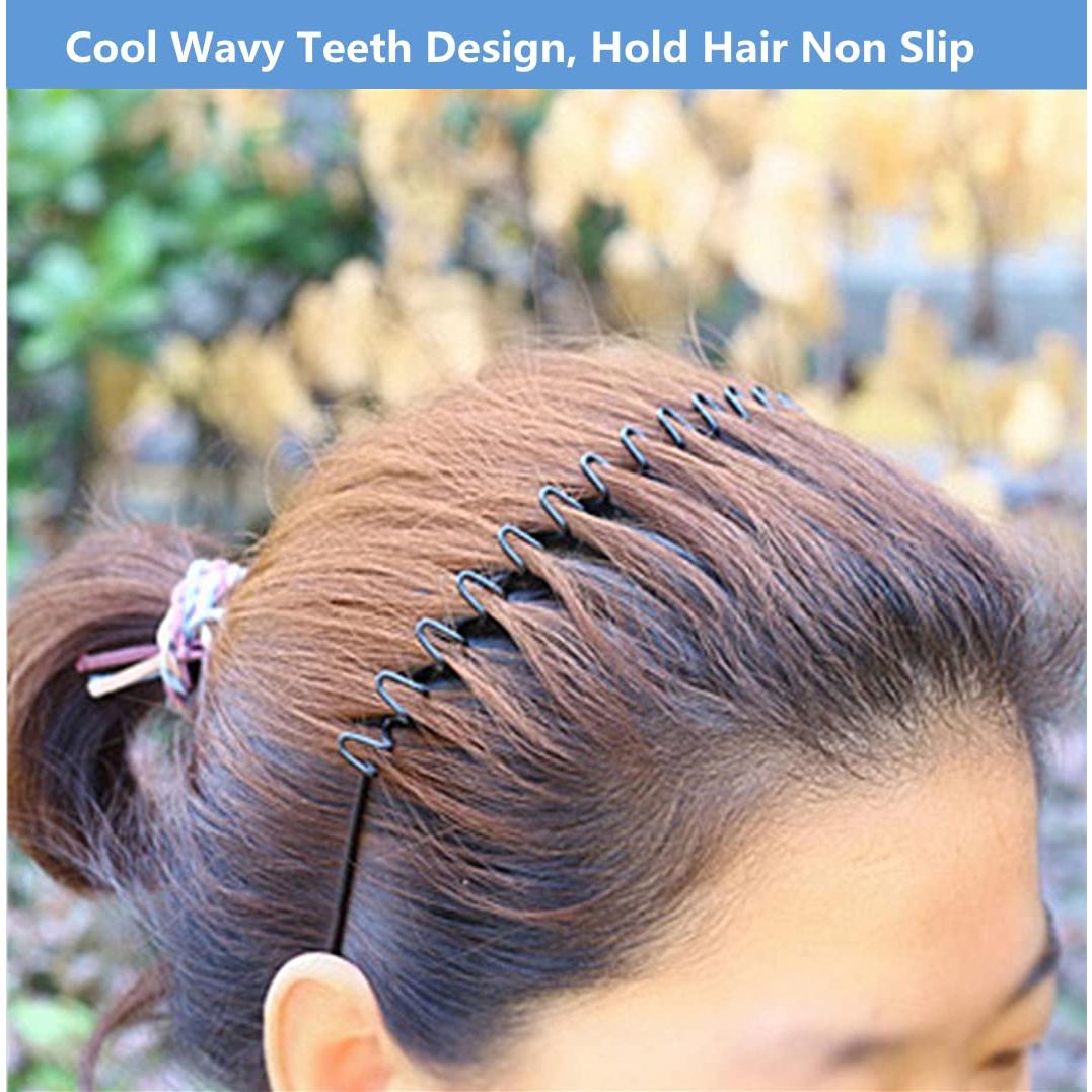 Metal Hair Band for Men Headband Women Bands Unisex Black Wavy Spring ...
