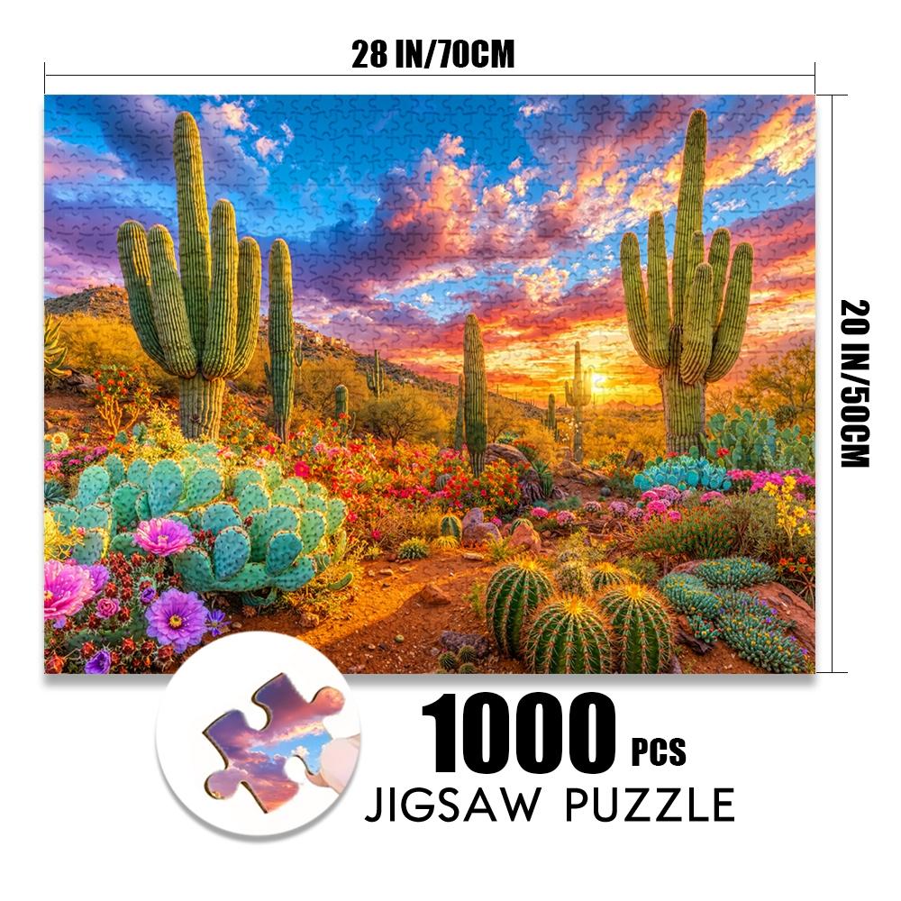 1pc 1000 piece adult puzzle 70x50cm Cactus Garden at Sunset with ...