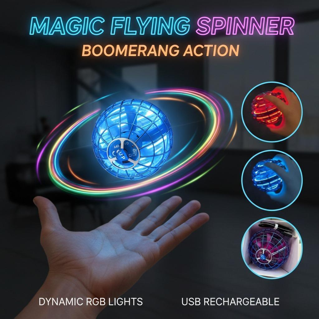 Levitating Induction Flying Ball, Glow Gyro for Fingertip Play, Sports ...
