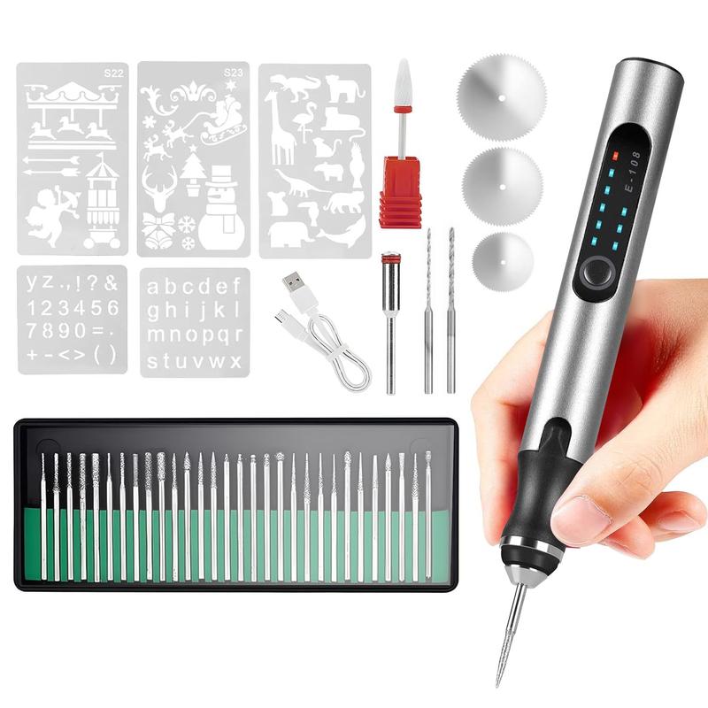 【TikTokShopHolidayHaul】 Electric Engraving Pen with 33Pcs Burr Bits ...