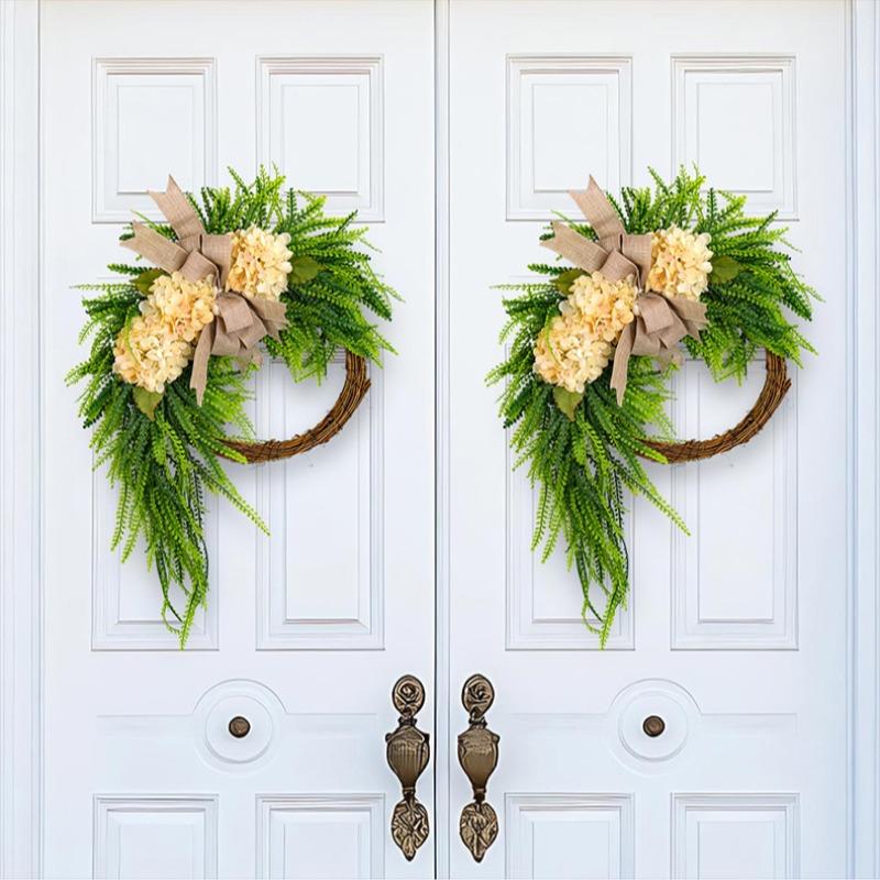 17.7 Inch Decorative Wreath, All-Season Floral Wreath with Bowknot ...