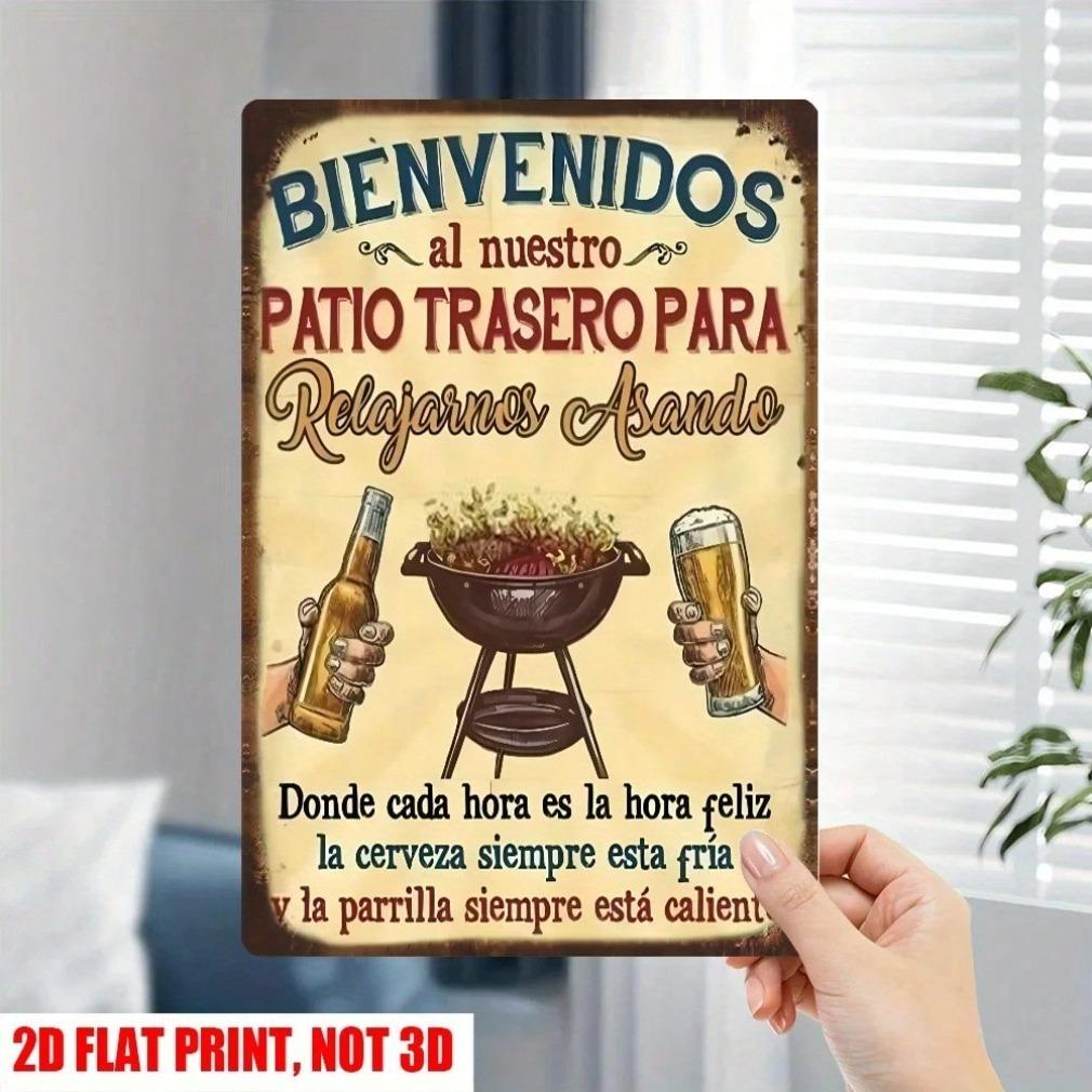 Vintage Rustic Design Metal Sign "Bienvenidos al nuestro Patio Trasero ...