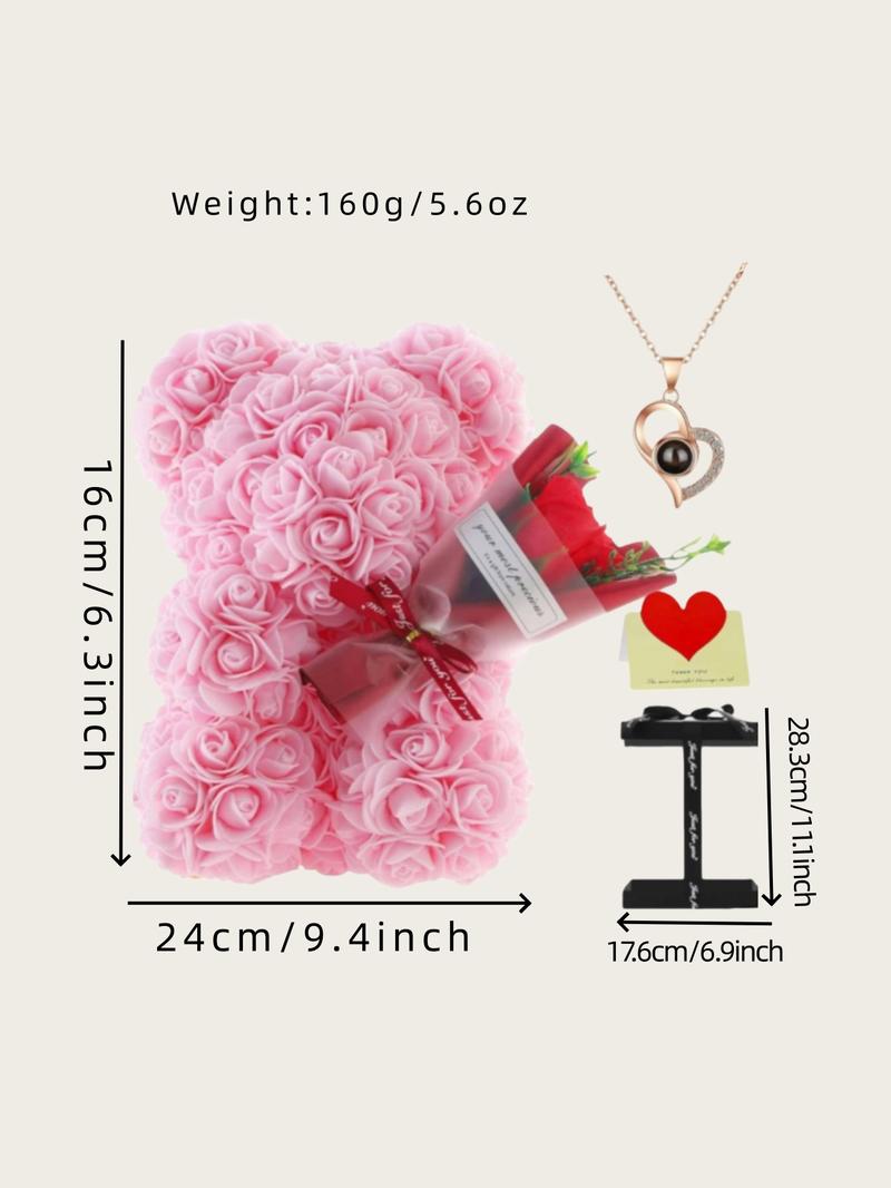 Bear Hugging Floral Set Handmade Eternal Flowers Rose Teddy Bear Gift ...