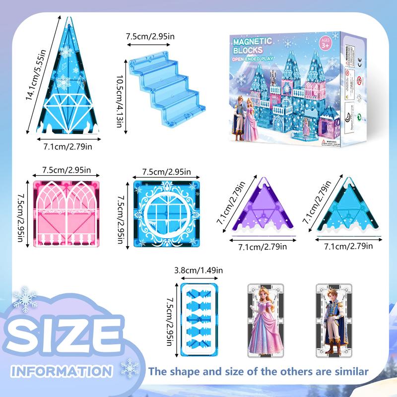 Christmas Winter Castle Magnetic Building Toy Set, Princess Prince ...