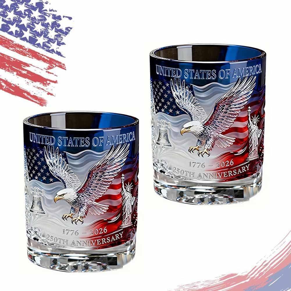 2pcs American 250th Anniversary Whiskey Bottle & Glass Set, Traditional ...