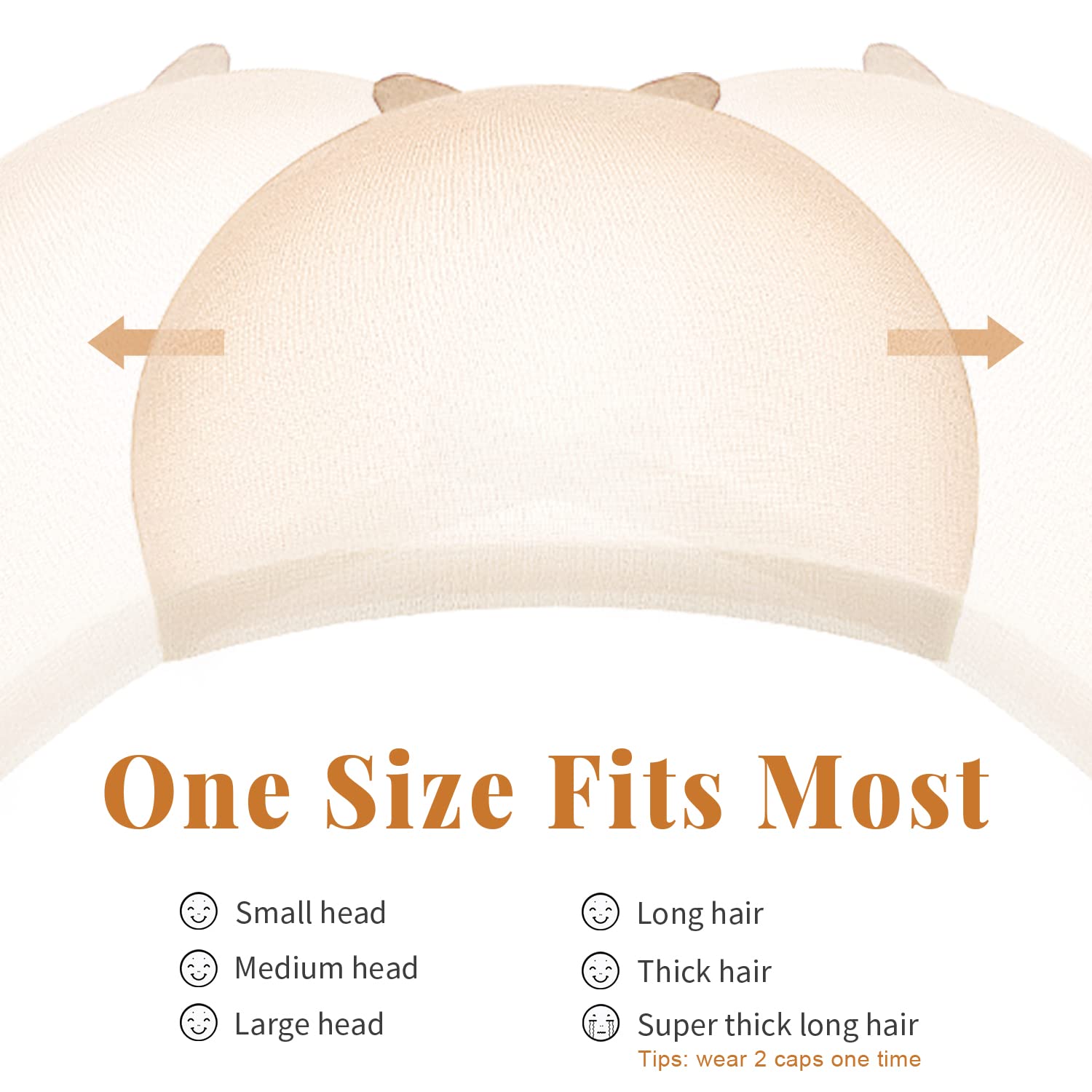 1 Pack(2pcs) Invisible Normal Wig Cap For Lace Front Wig Brown Color ...