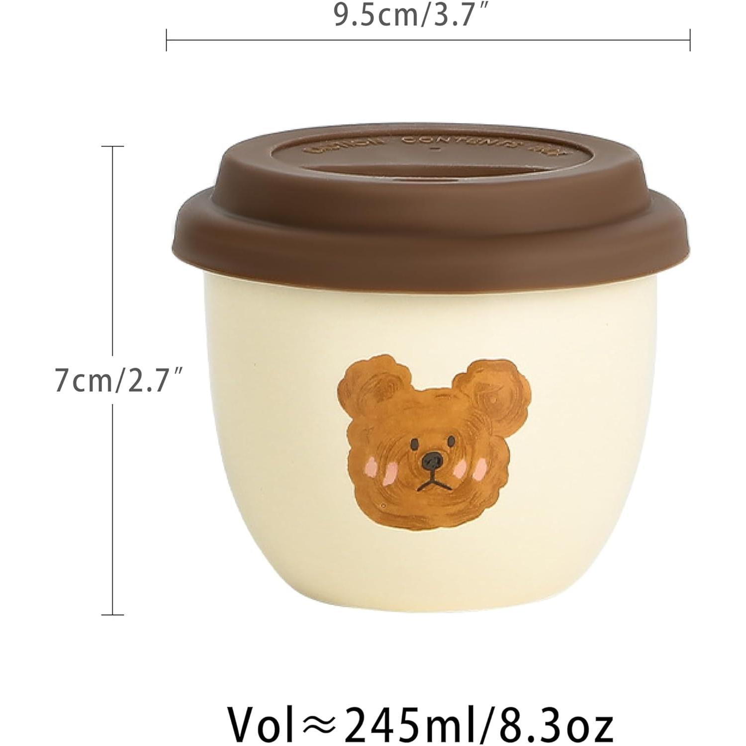 Cute Mug with Lid, Cute Coffee and Mug, for Women Men,Beige, 8 oz ...