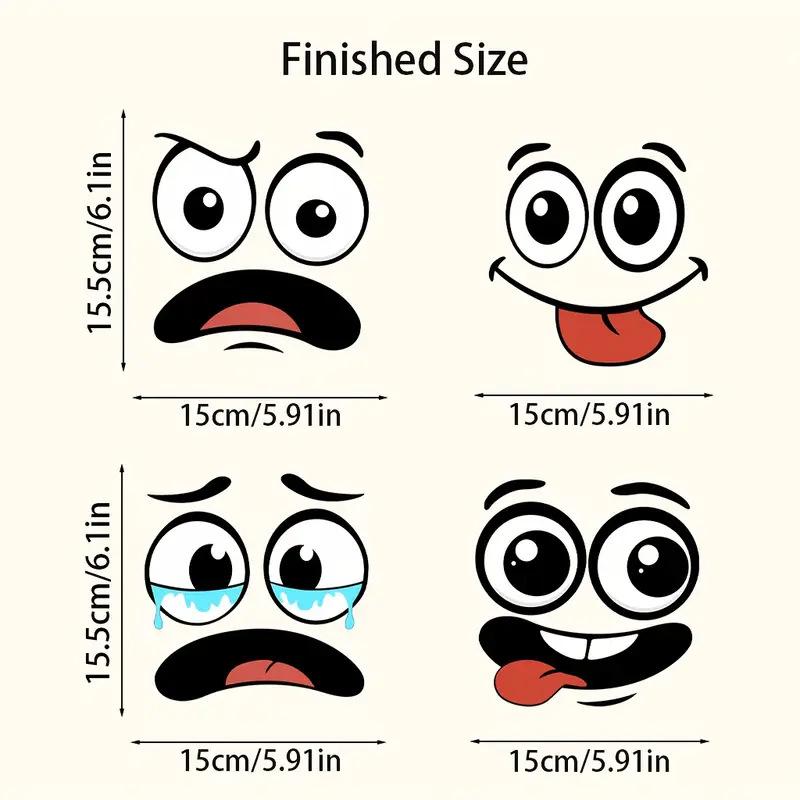 4 sheets/Set Cartoon Face Stickers,Self-Adhesive,Plastic Surface ...