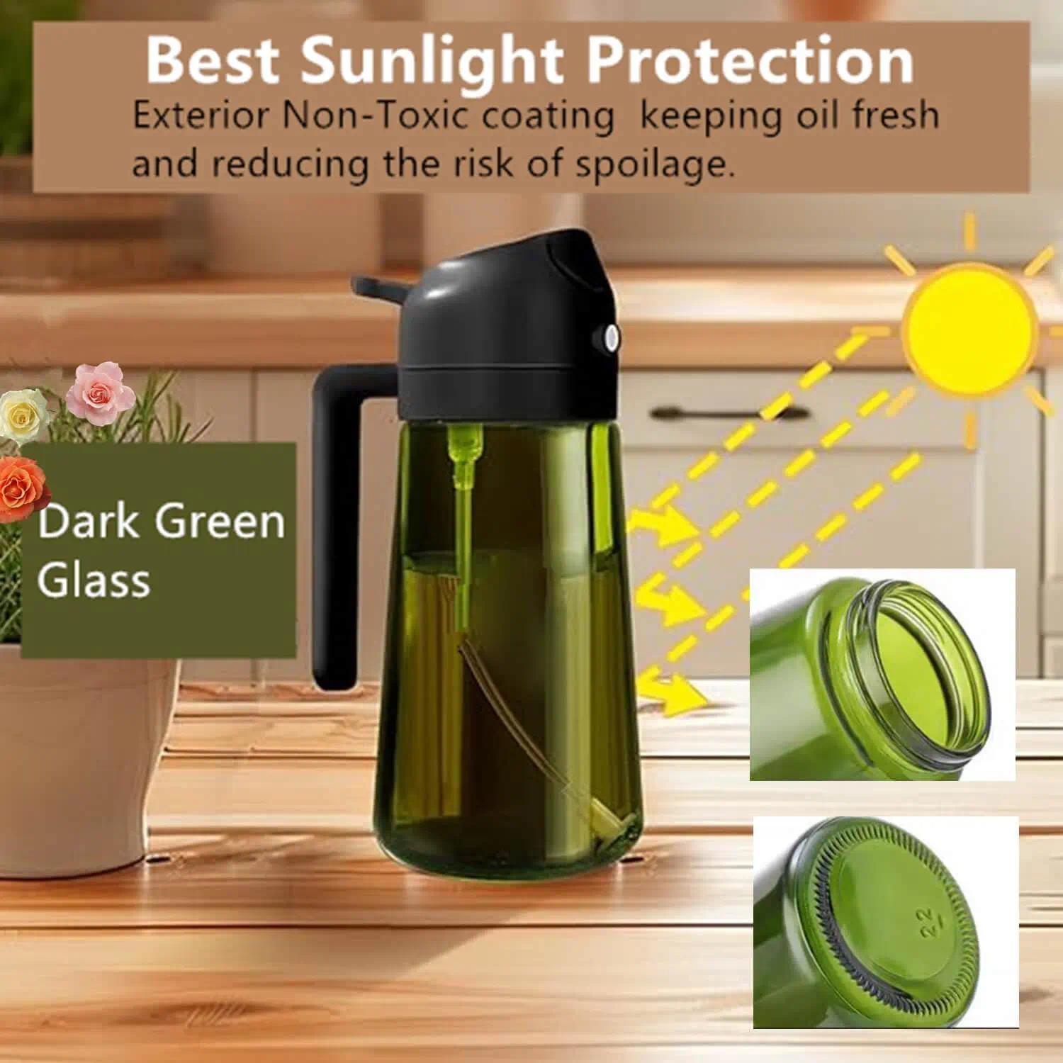 2. Food-grade oil sprayer with a 16-ounce, light-resistant glass oil ...