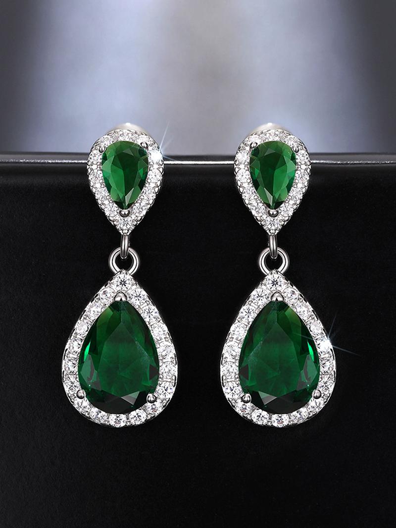 1 Pair Pretty Cubic Zirconia Drop Earrings For Women For Wedding ...