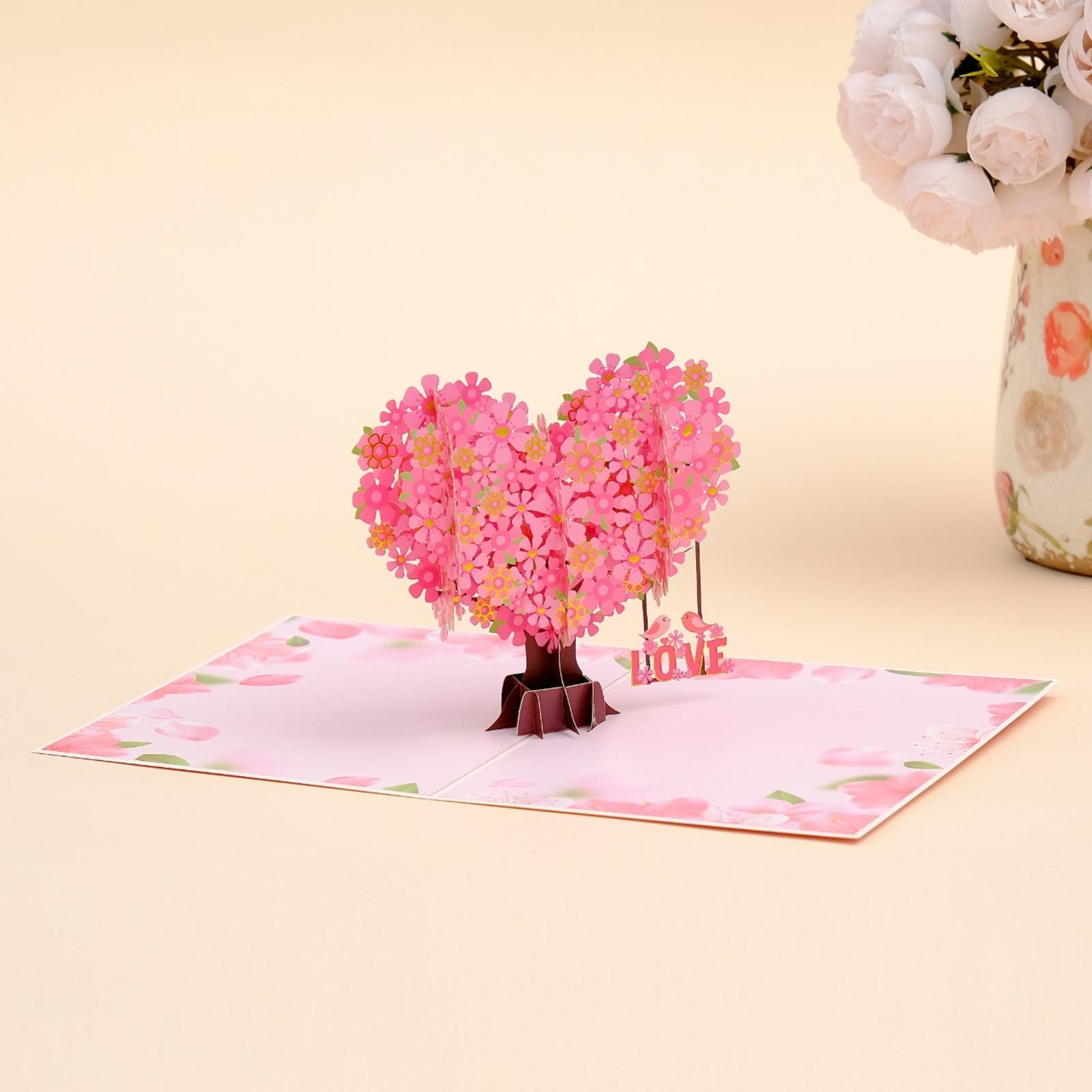 Romantic 3D Cherry Blossom Valentine's Day Pop Up Card Handcrafted ...