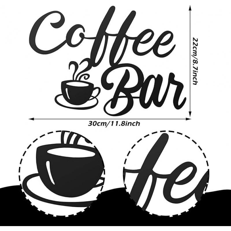 Metal Coffee Bar Sign for Rustic Kitchen Decor, Art Wall Decoration ...