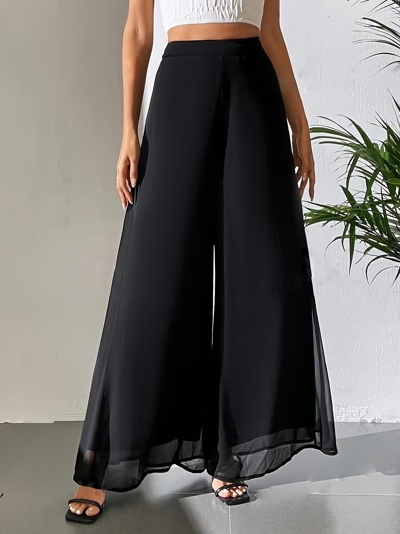 1 Spring Summer Sheer Chiffon Wide Leg Pants Women | High Waist Elastic ...