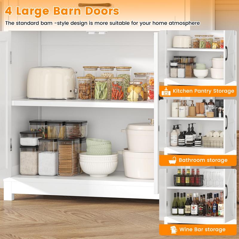 69.3" Tall Kitchen Pantry Cabinet, Farmhouse Large Storage Cabinet with ...