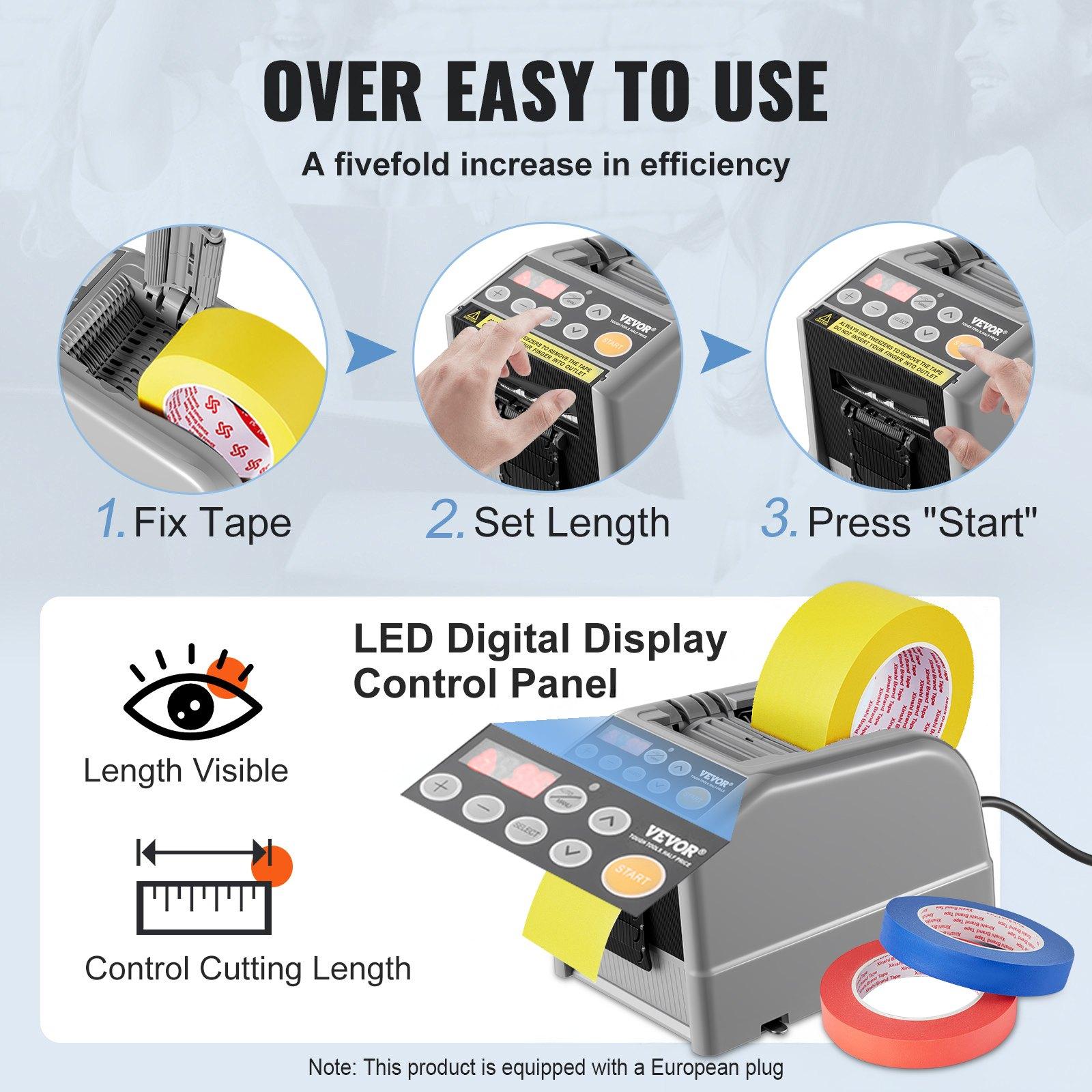 VEVOR Automatic Tape Dispenser Adhesive Electric Tape Cutter Packaging ...