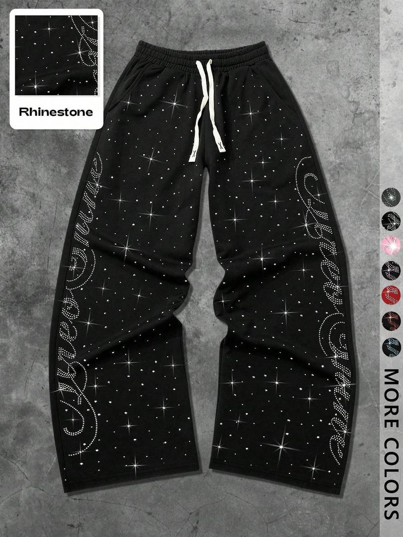 Unisex Rhinestone Starry Sky Sweatpants, Streetwear Fashion, Trendy ...