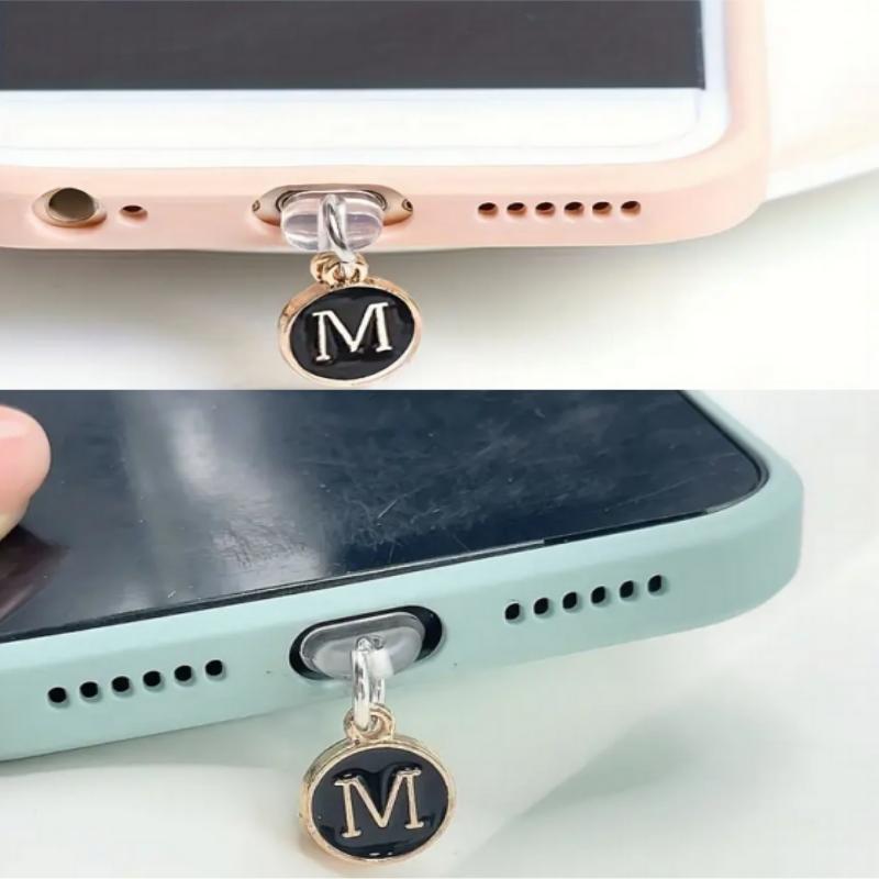 Creative Letter Design Dust Plug Phone Charm, 2 Counts Aluminum Alloy ...