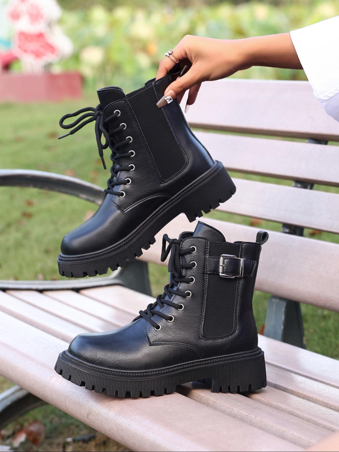 Women's Fashion with Buckle Detail, Stylish Lace-Up Design for Fall ...