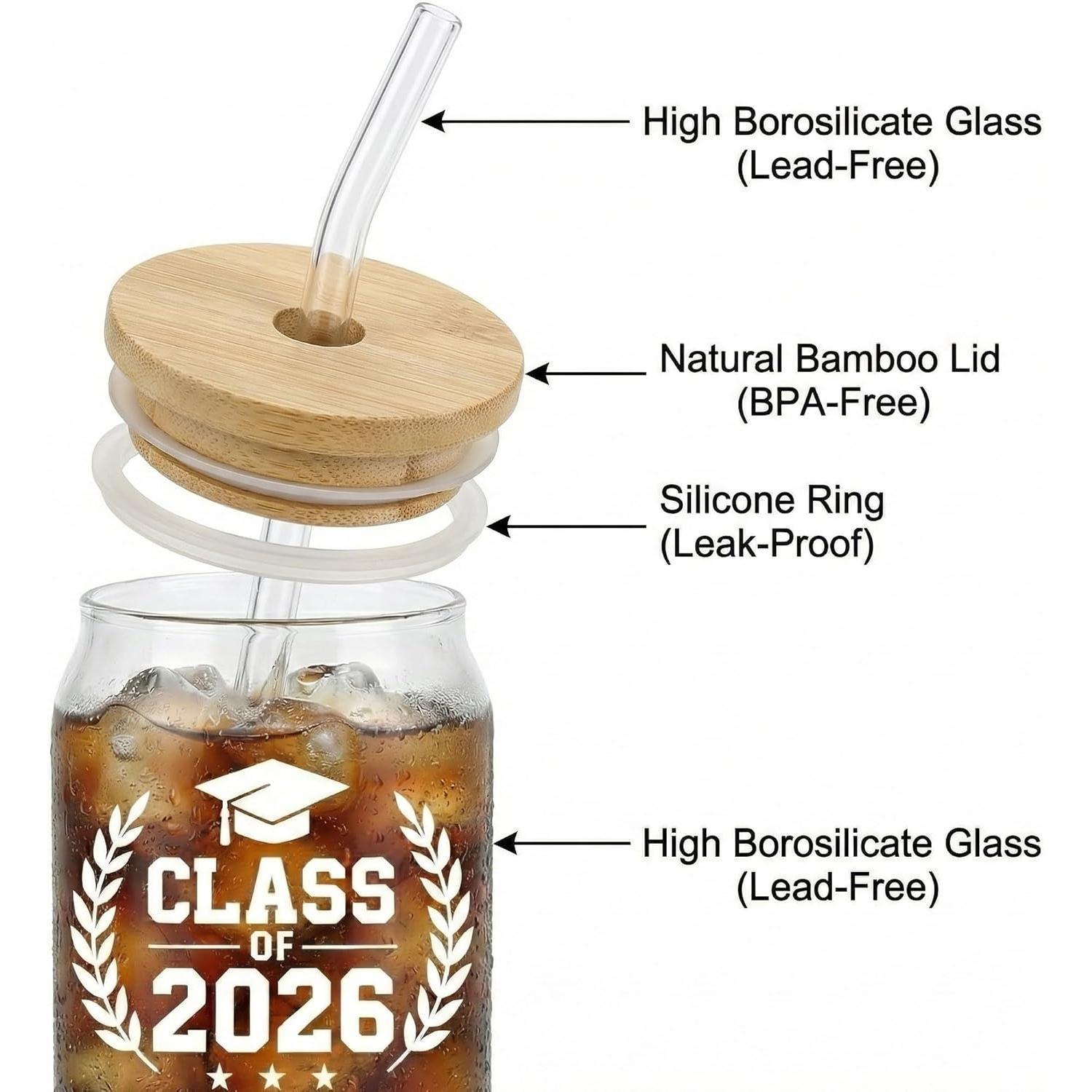 Class of 2026 Graduation Glass Cup with Lid & Straw "Take Pride in How ...