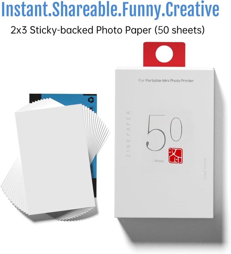 HPRT MT53 Photo Paper for Mini Printer, 2x3 inch, Zink Photo Paper with ...