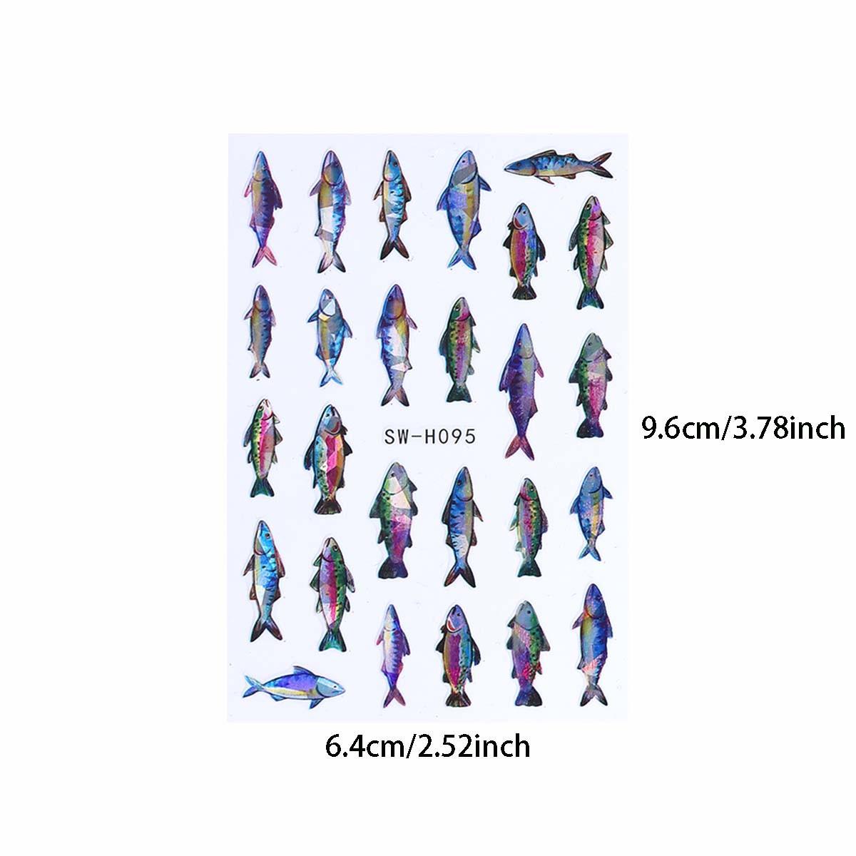 2 Sheets Cute Fish Pattern Nail Art Stickers, Summer Ocean Style DIY ...