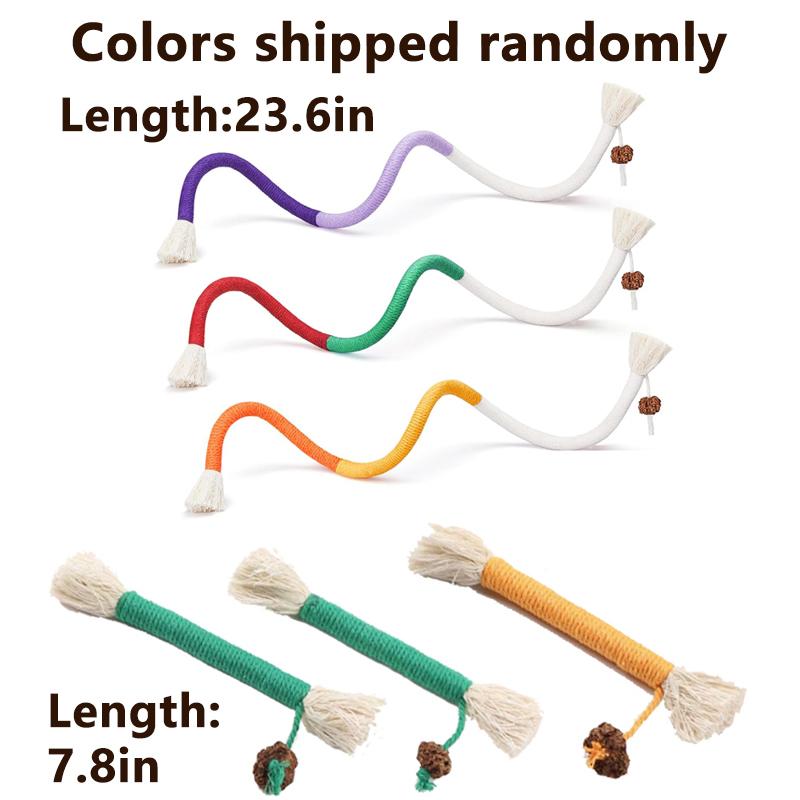 Cat Toys Chew Ropes 3Pcs with Refillable Natural Catnip, Safe Teeth ...