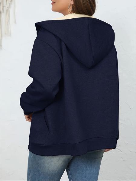 Women's Casual Long Sleeve Zipper Jacket, Fall Winter Fleece Lined Coat ...