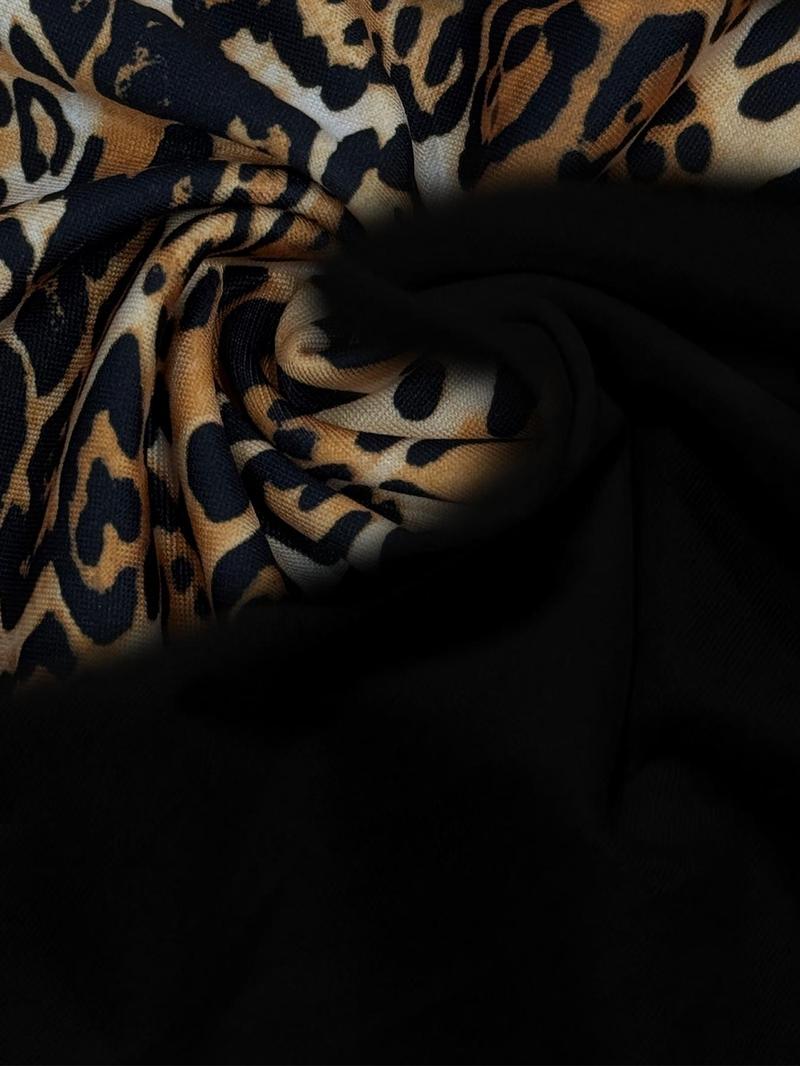 2-piece leopard print camisole and floor-length slim bodycon mini skirt ...