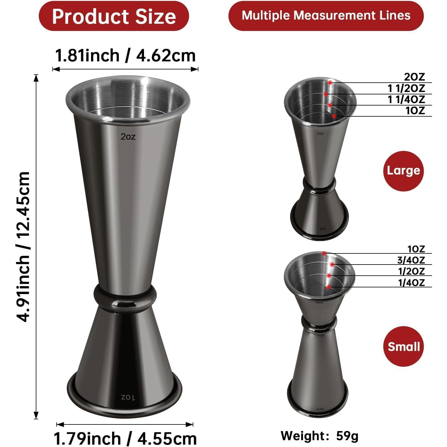 Stainless Steel jiggers,Double Sided Jigger for Bartending, 2 OZ 1 OZ ...
