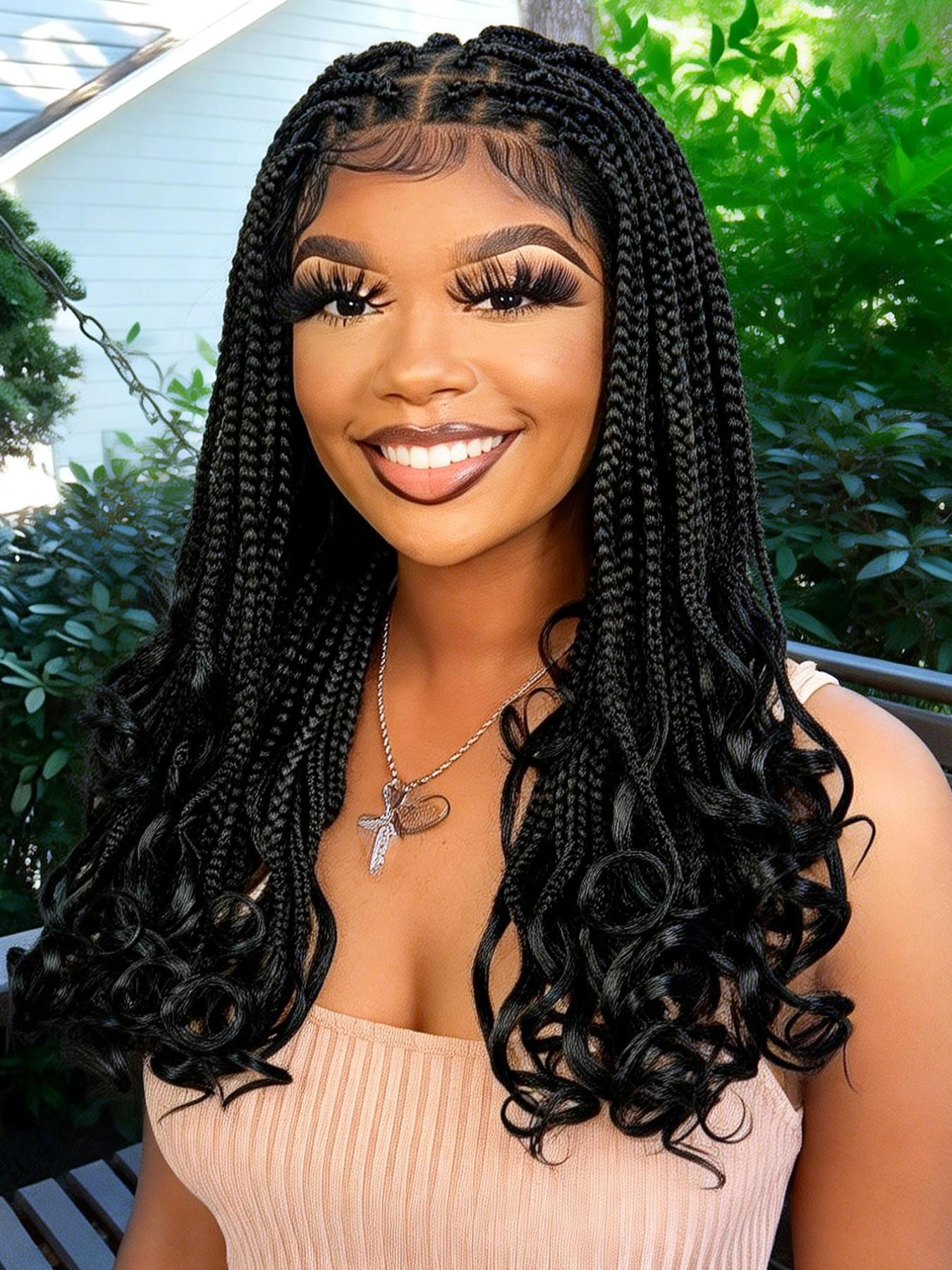 22-Inch Full Lace HD Braided Wig for Women, Bohemian French Waves, Baby ...