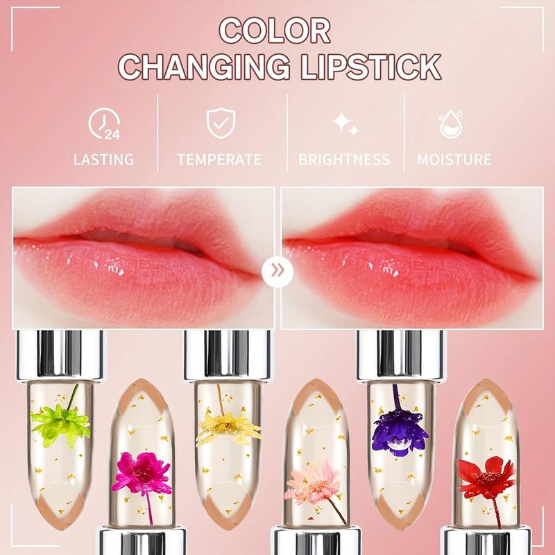 12pcs Crystal Flower Jelly Lipstick Long-lasting Moisturizing Lipstick ...